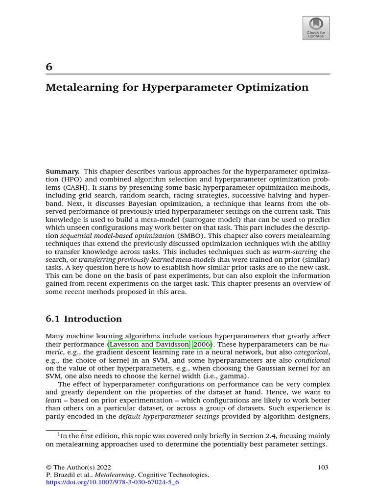 Metalearning For Hyperparameter Optimization | PDF | Mathematical ... Metalearning For Hyperparameter Optimization | PDF | Mathematical ...