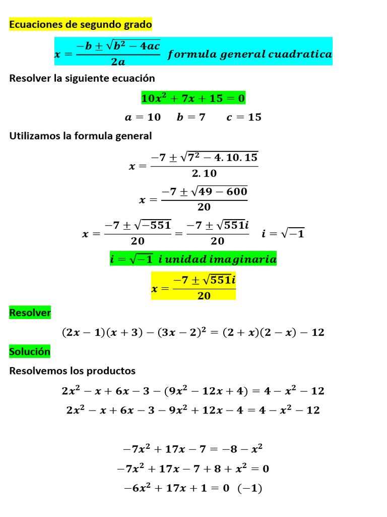 Ecuaciones de Segundo Grado y Geometría | PDF | Ecuación cuadrática ...