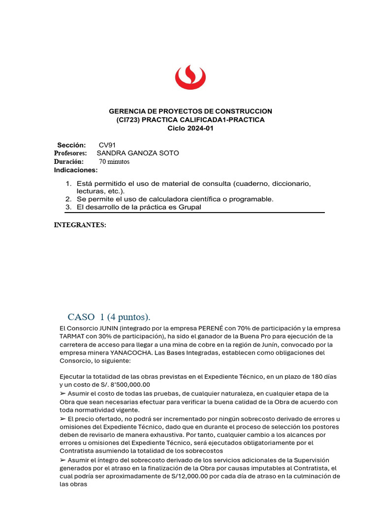 PC1 - CV91 - Caso Grupal | PDF | Business