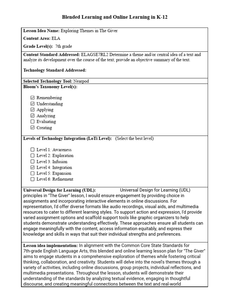 12 Blended Learning Online Learning Lesson Idea Template | Download Free PDF | Educational ...