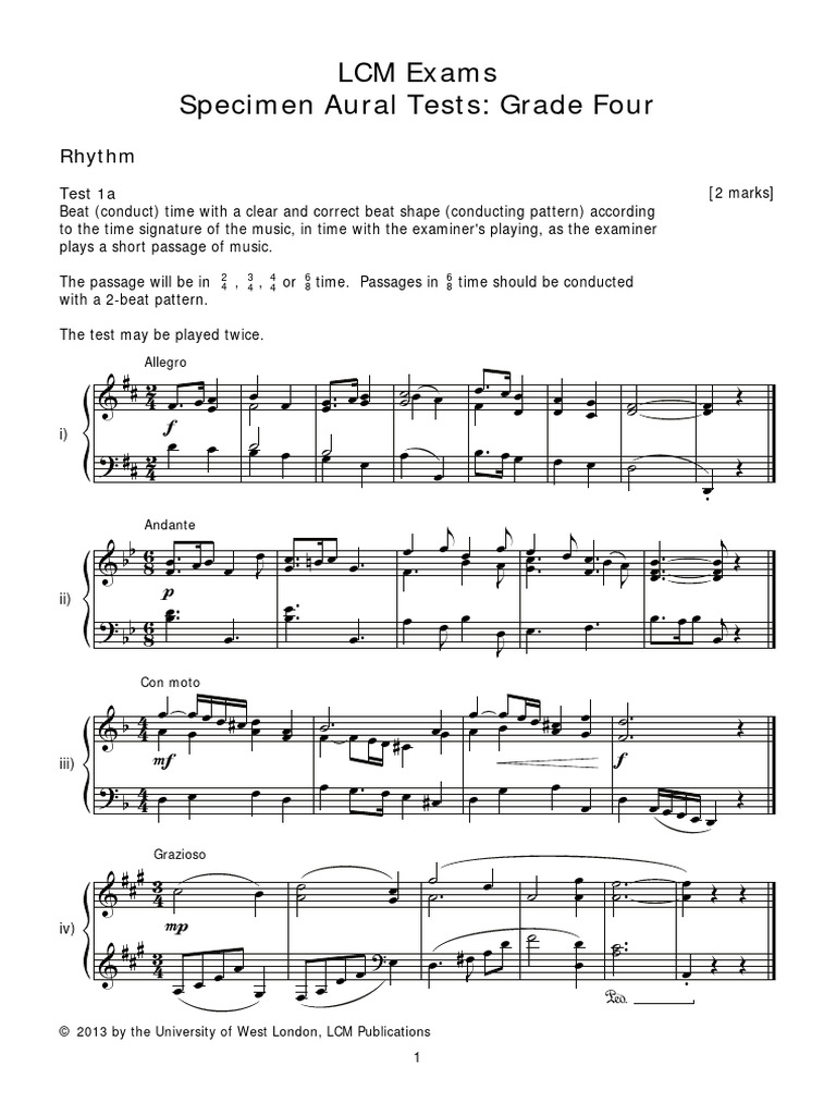 Aural Grade 4 | PDF | Musicology | Music Theory