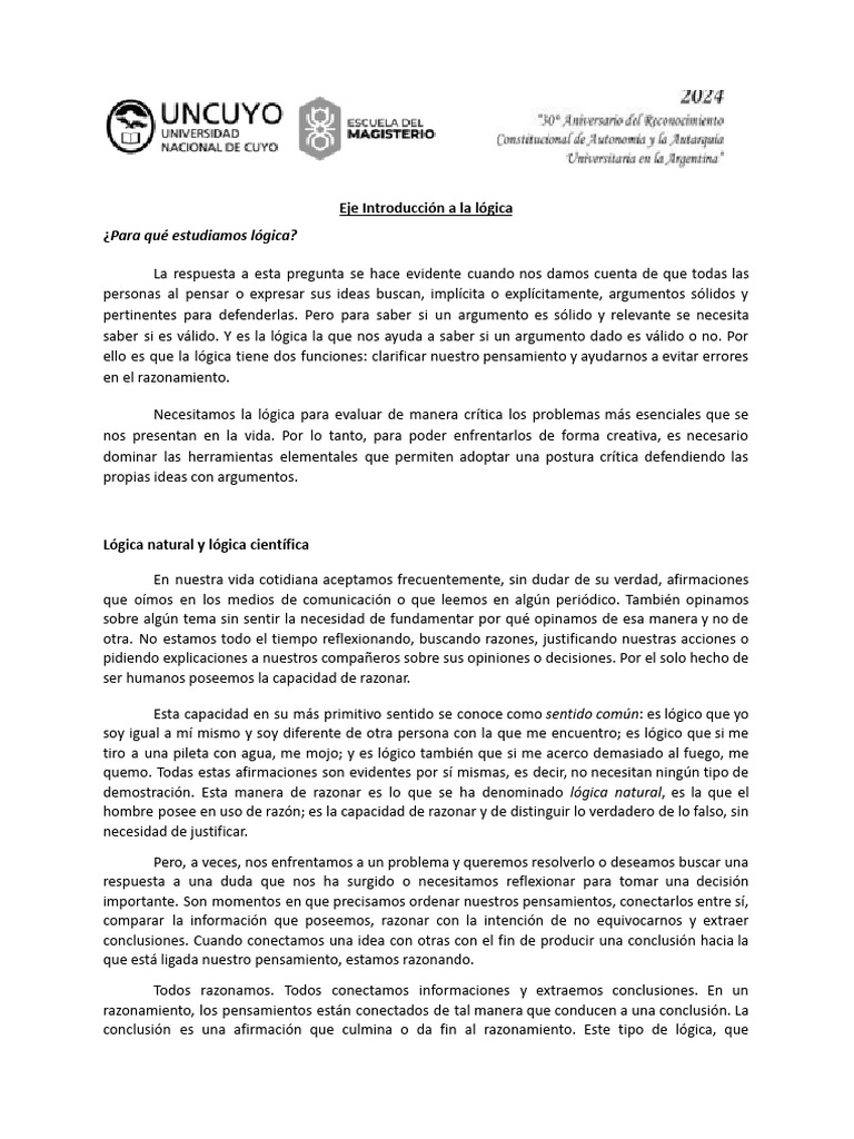 2024 - Material de Estudio - Qué Es La Lógica | PDF | Lógica | Verdad