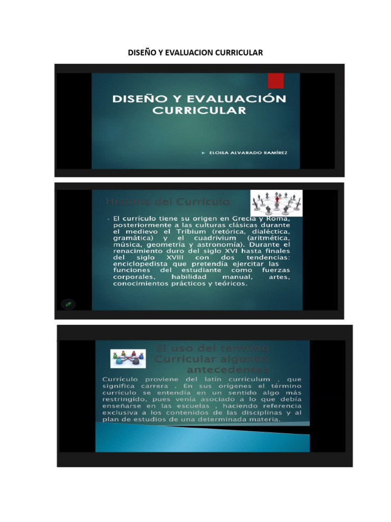 DISEÑO Y EVALUACION CURRICULAR Diapositivas | PDF