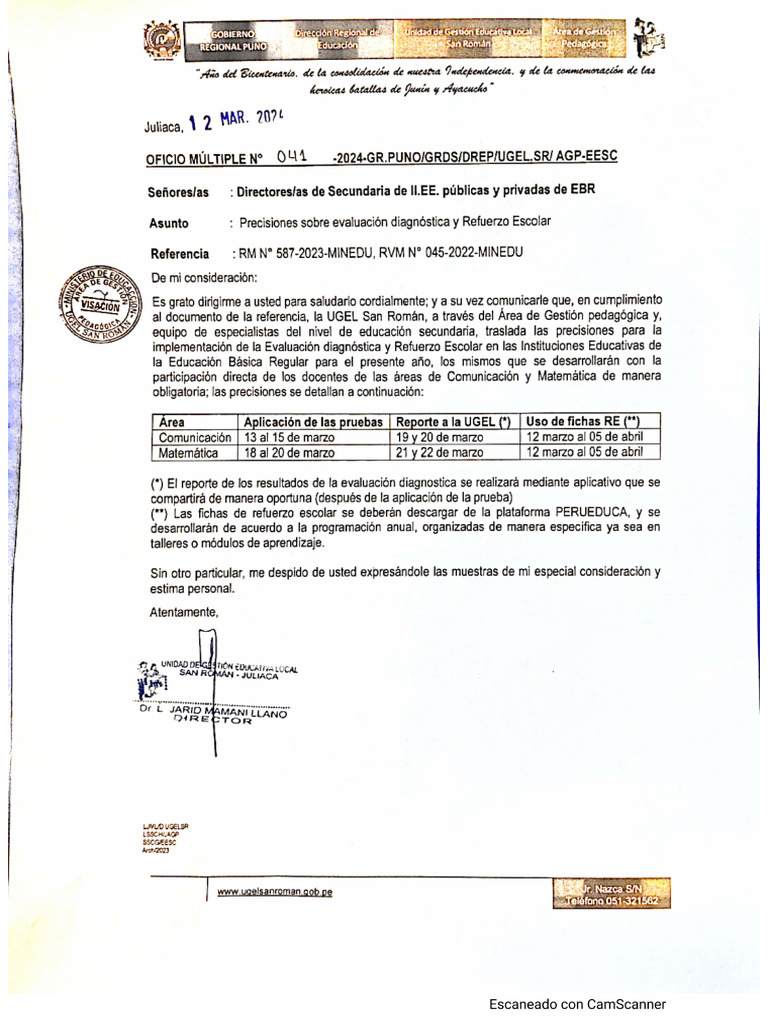 Oficio Múltiple 041-2024 | PDF