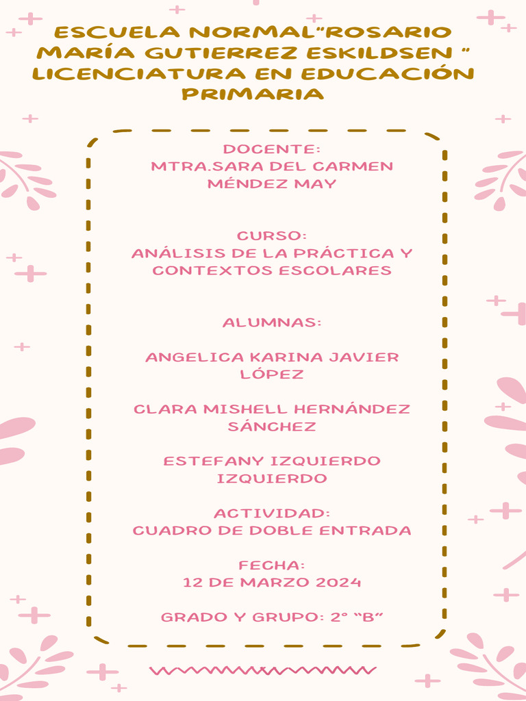 Cuadro Estefany Izquierdo 2B | PDF | Escuelas | Educación primaria