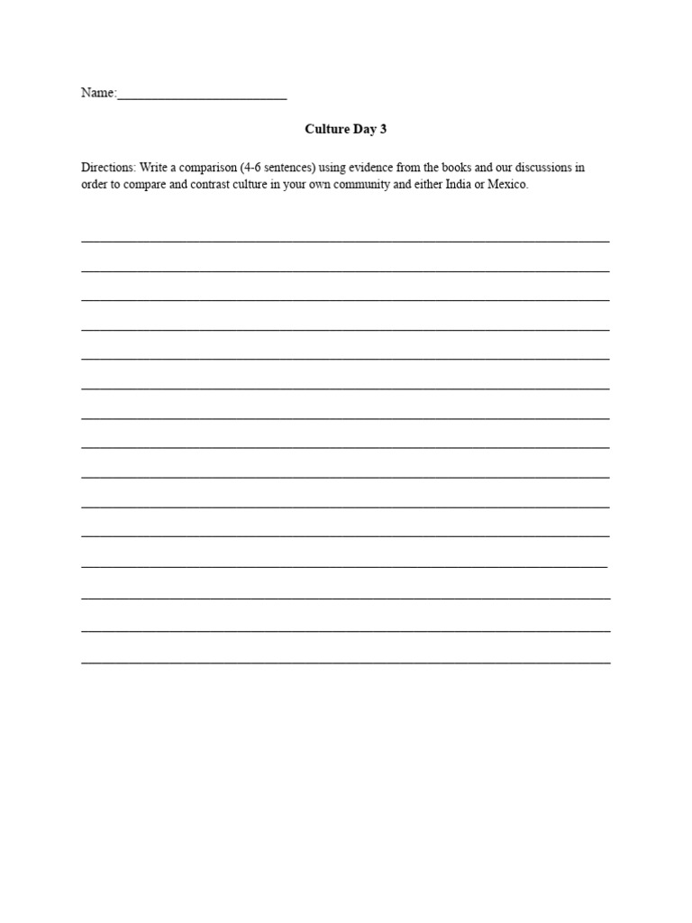 Culture Formative Assessment Day 3 | PDF