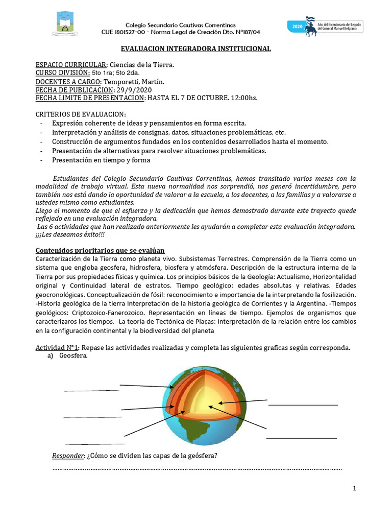 Eval. Int. Cs. de La Tierra | PDF | Ciencias de la Tierra Eval. Int. Cs. de La Tierra | PDF | Ciencias de la Tierra