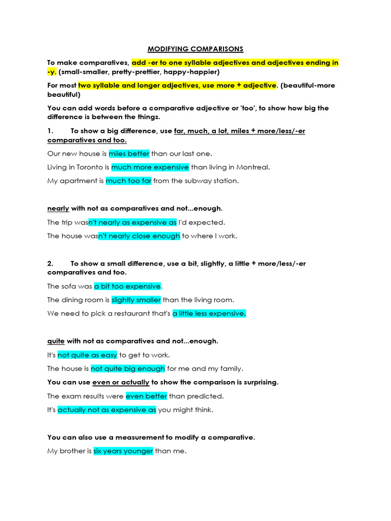 Modifying Comparisons | PDF