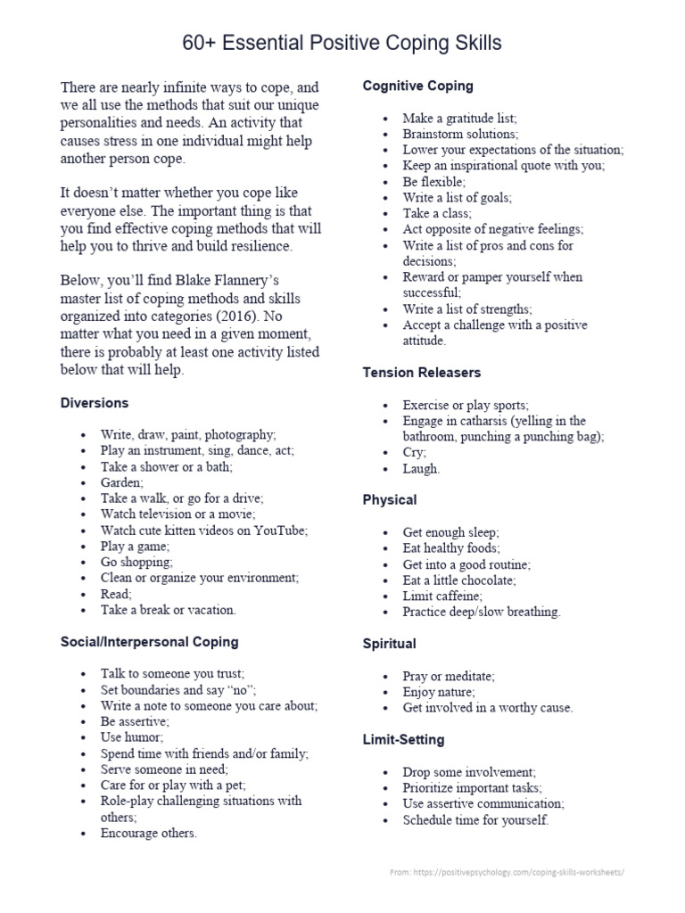 60 Coping Skills | Download Free PDF | Emotions | Behavioural Sciences