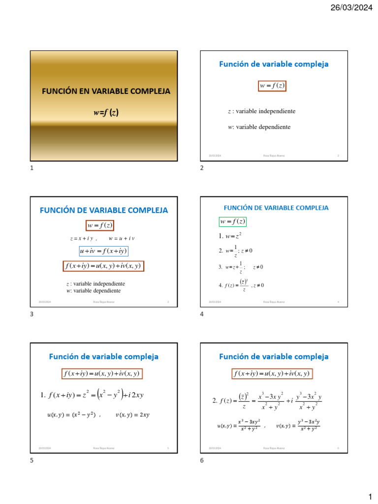 2 Funciones Variable Compleja (E) | PDF | Función (Matemáticas) | Variable (Matemáticas)