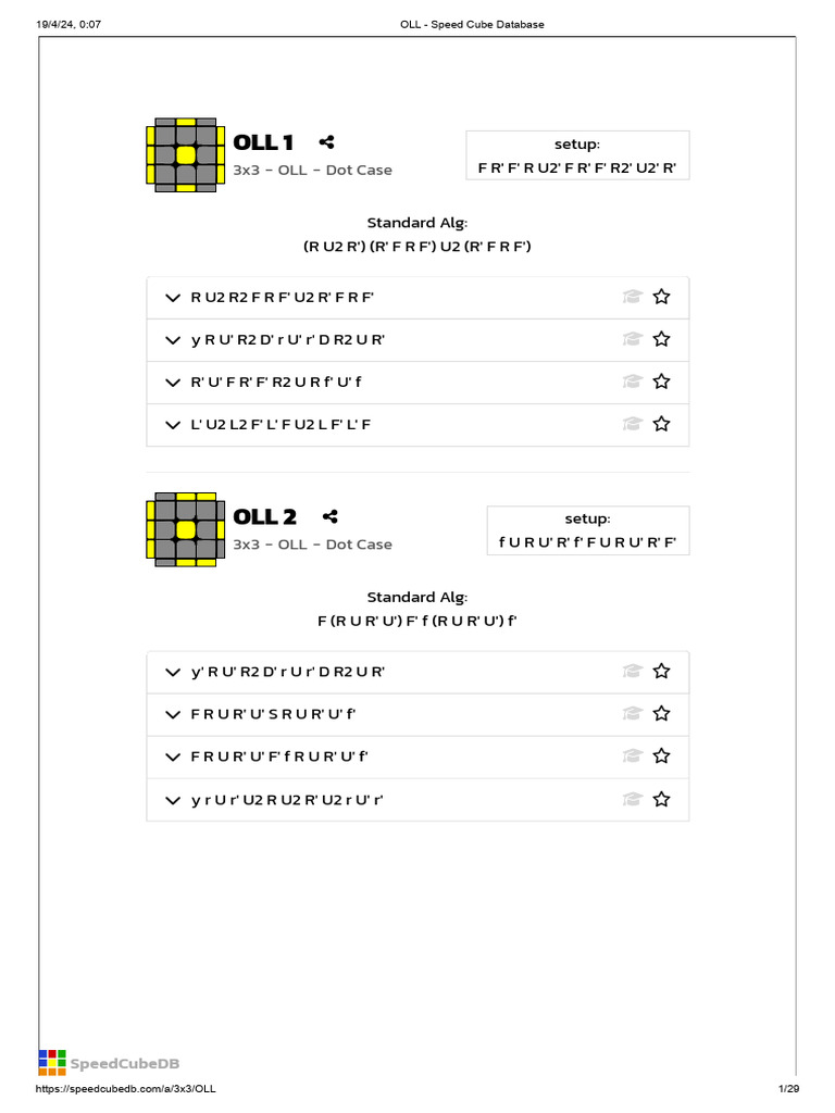 OLL - Speed Cube Database | PDF