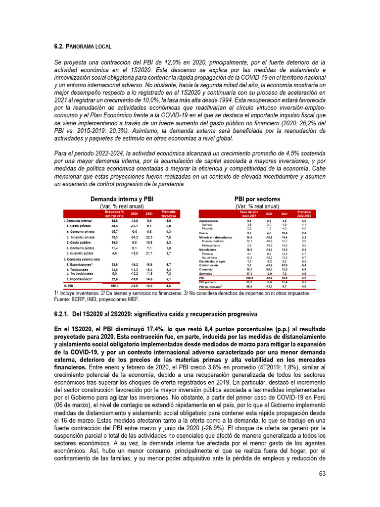 Recuperación Económica Perú 2020-2021 | PDF | Producto Interno Bruto ...