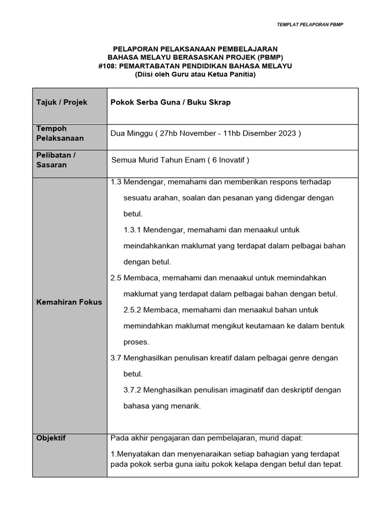 Pelaporan PBMP 6 INOVATIF | PDF
