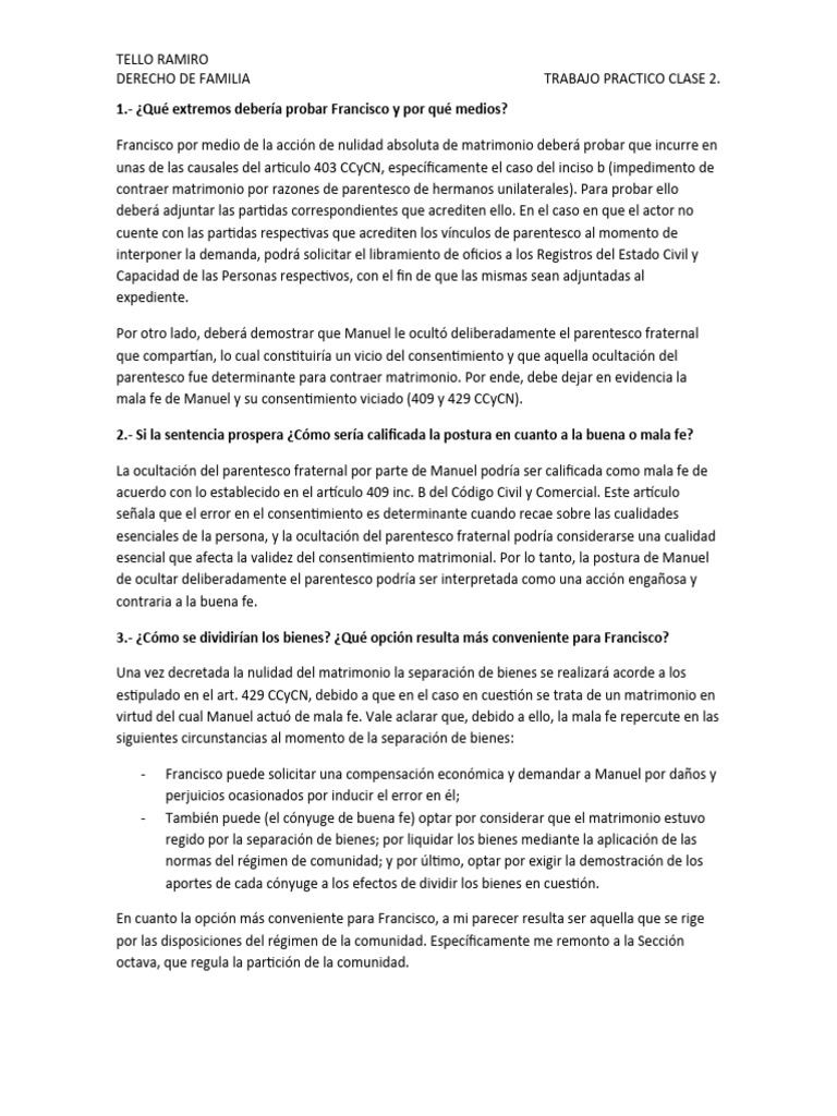 TP - Clase 2 | PDF | Anulación | Matrimonio