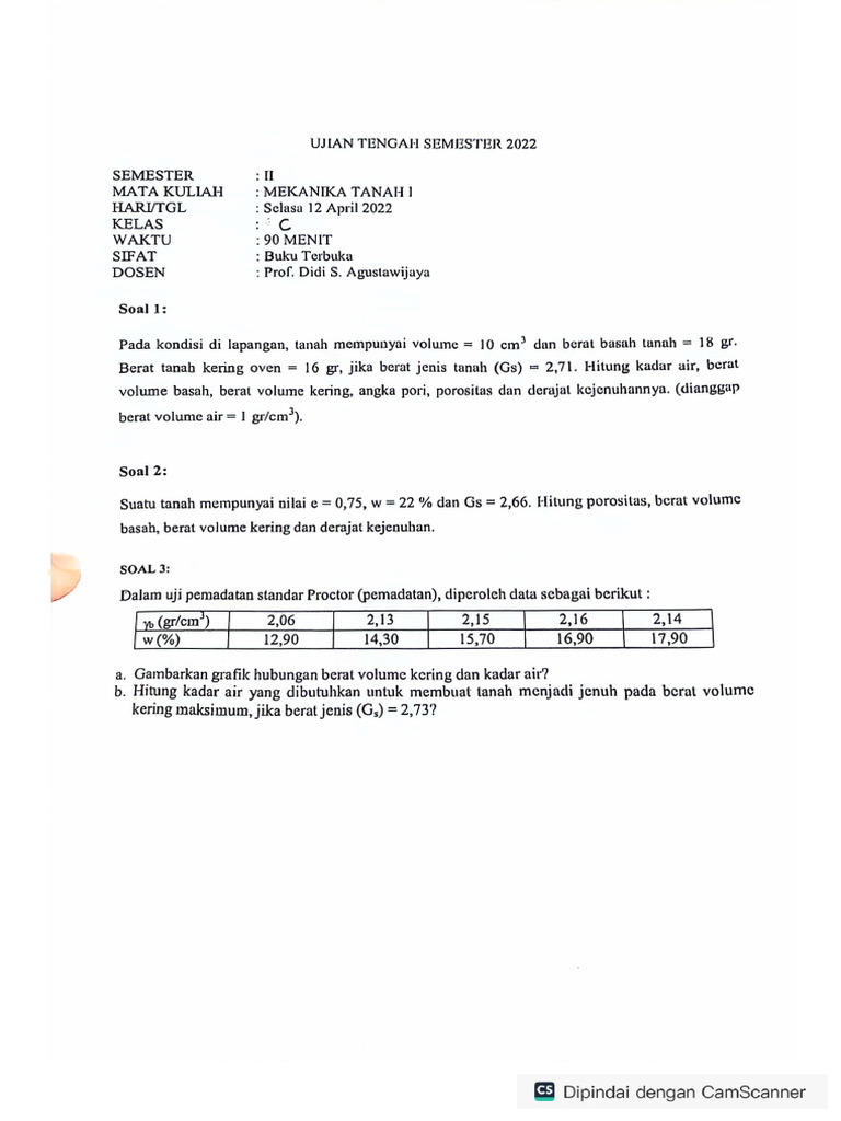Soal Uts Mektan 1 | PDF