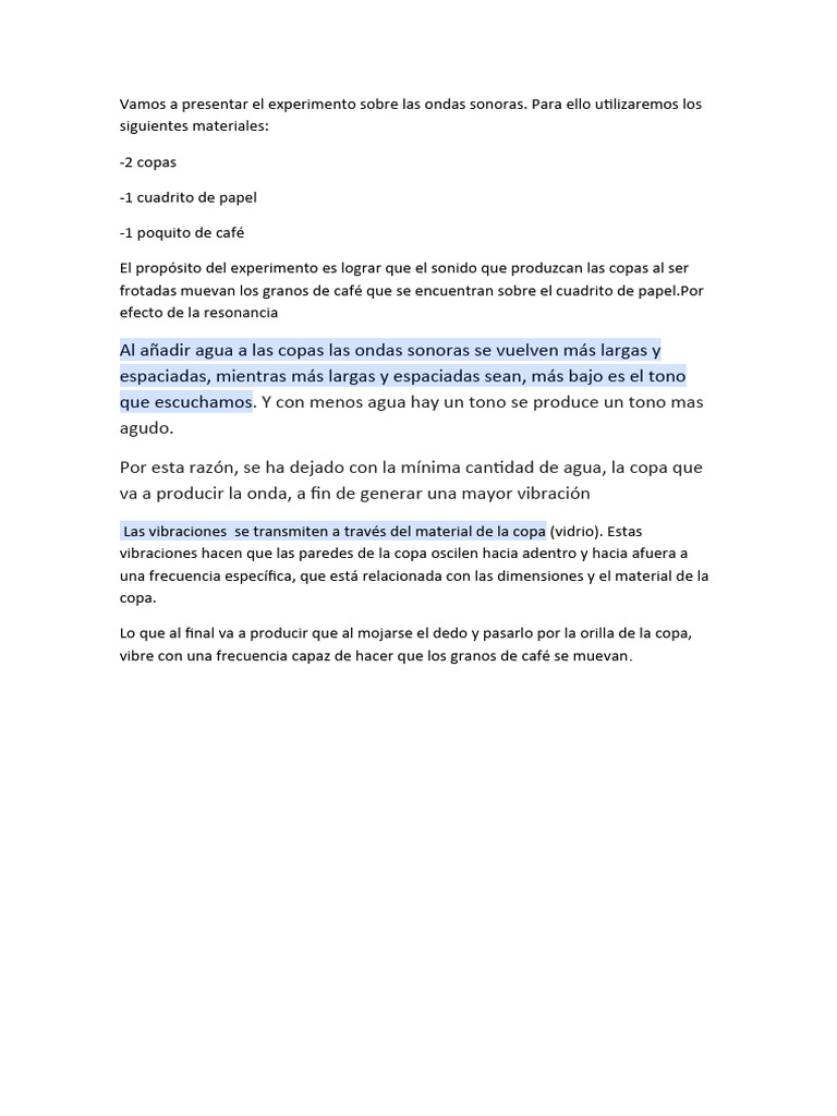 Experimento Del Sonido (Copas) | PDF