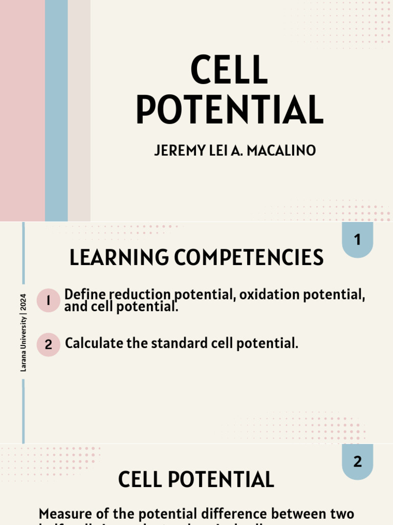Cell Potential | PDF | Redox | Electromagnetism