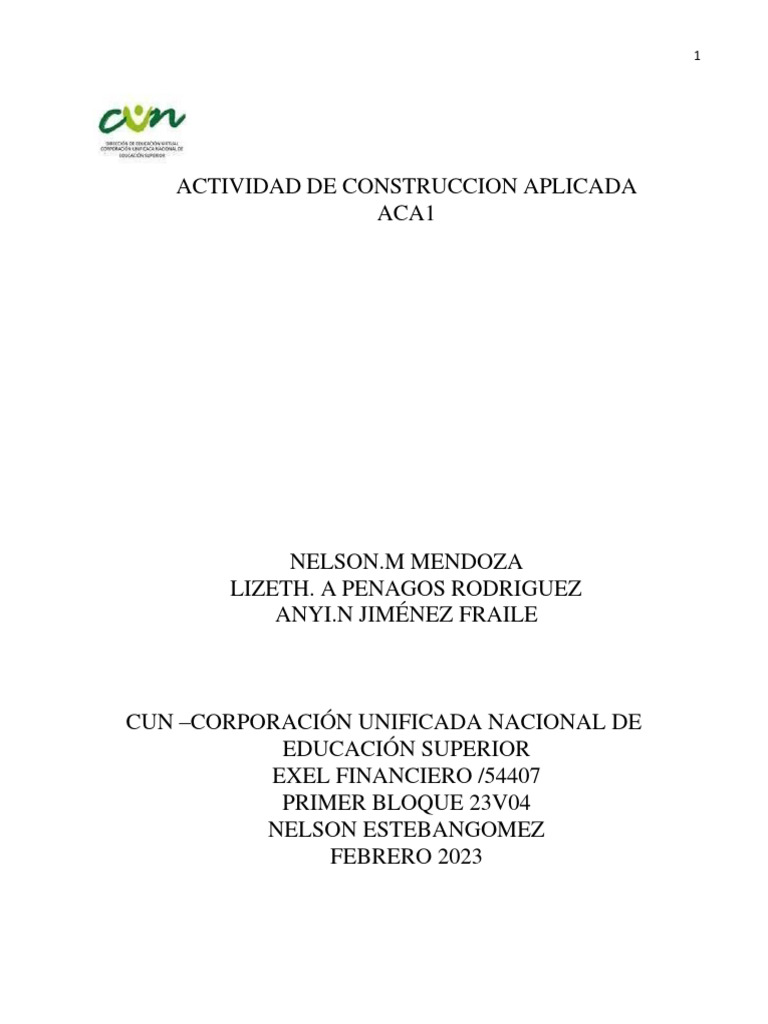 Aca 1 Excel Financiero | PDF | Economias | Ciencias de la Información