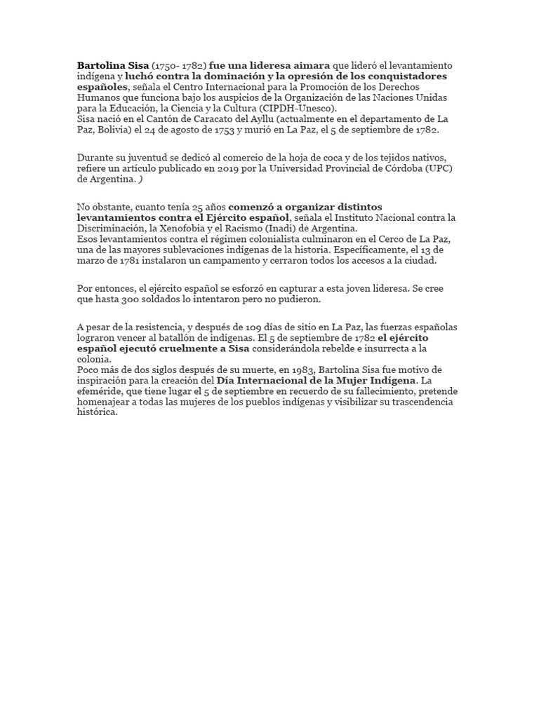 Bartolina Sisa | PDF