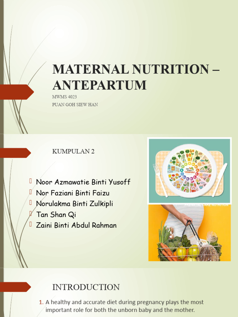 Maternal Nutrition - Antepartum | PDF | Pregnancy | Prenatal Development