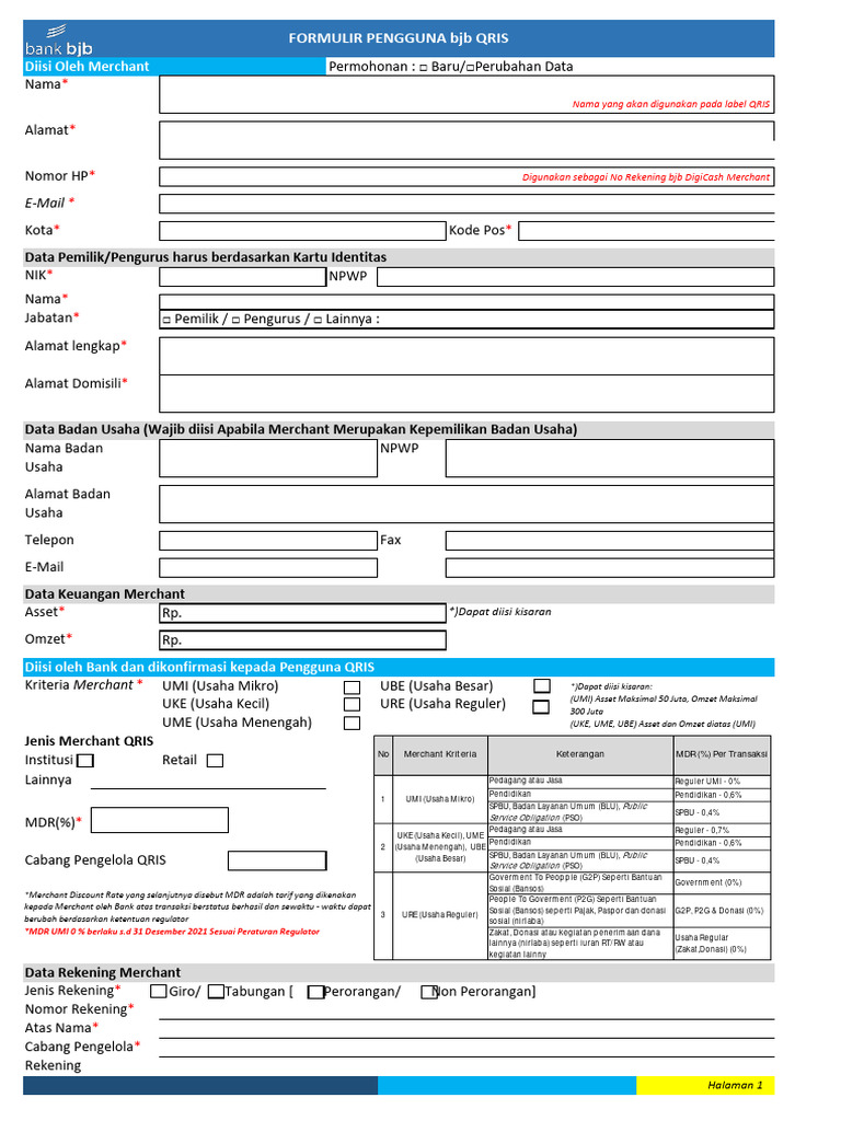 Formulir Pengguna QRIS | PDF