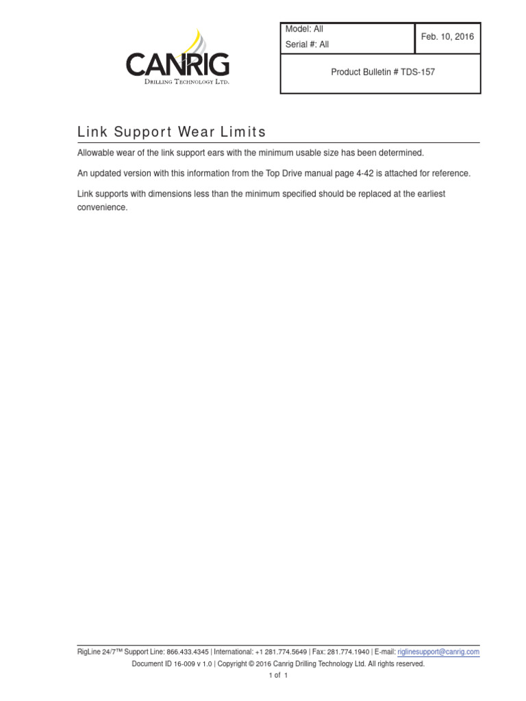 Top Drive PB157 - Link Support Wear Limits | PDF | Computing