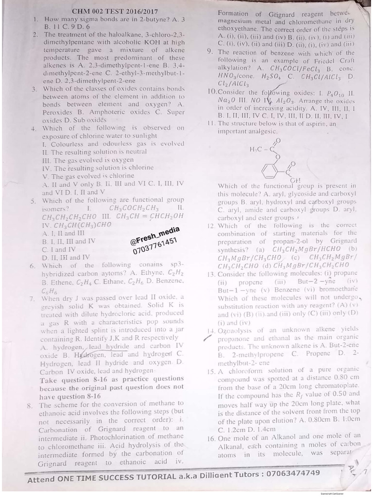 Pre Degree CHM | PDF