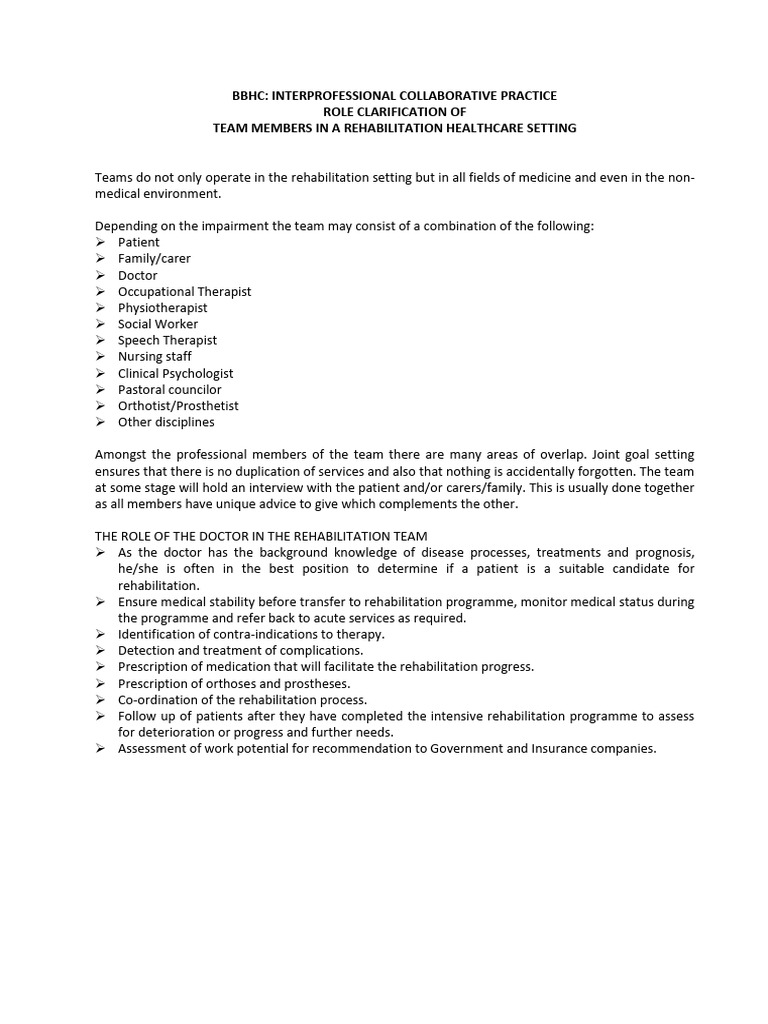 Role Clarification | PDF | Physical Therapy | Occupational Therapy