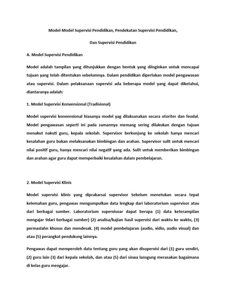 Model Supervisi Pendidikan dan Pendekatannya | PDF | Karier & Perkembangan