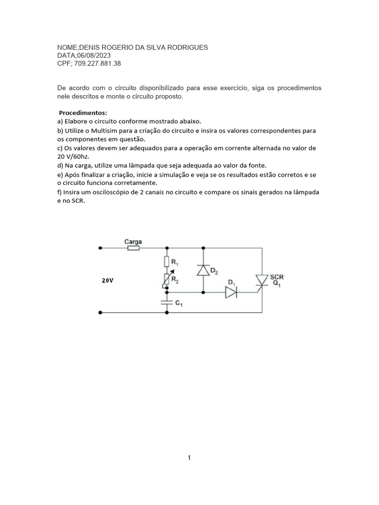 Atividade Pratica Eletronica Industrial | PDF