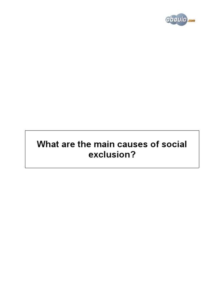 The Multidimensional Causes of Social Exclusion: Unemployment ...
