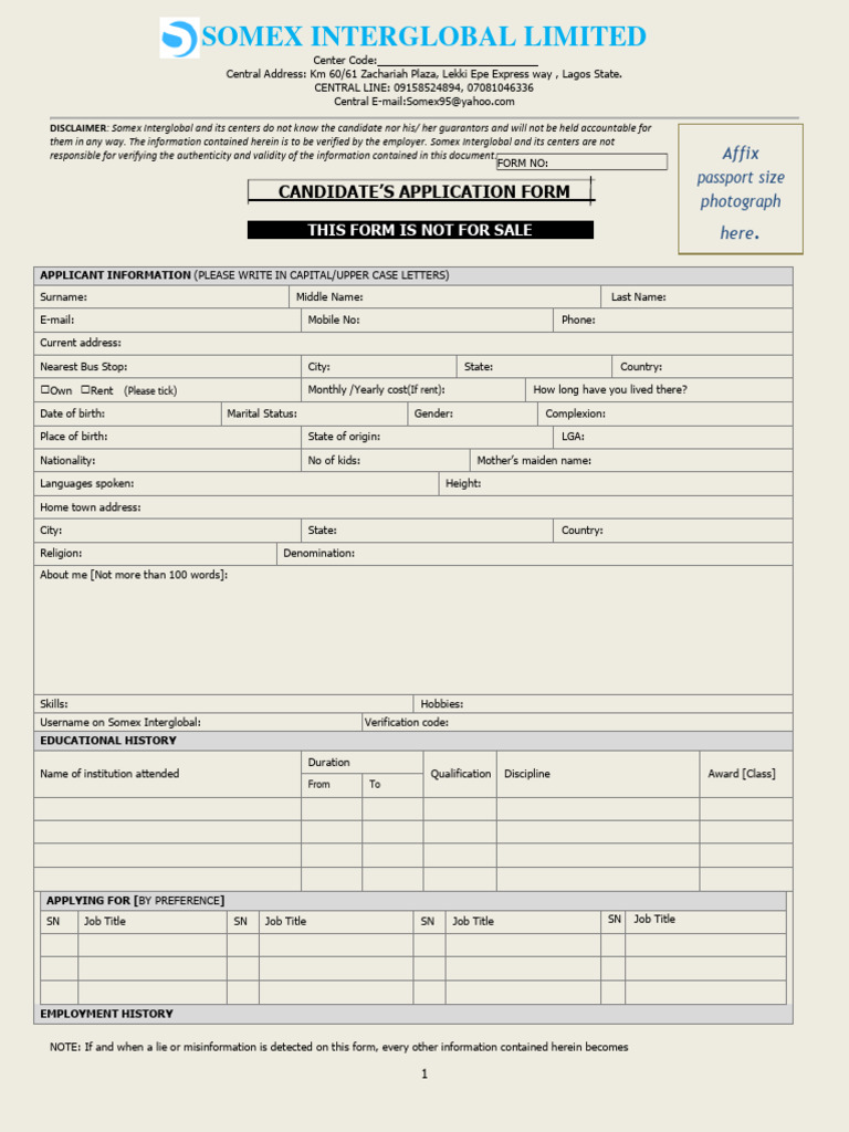Candidate Registeration Form | PDF | Identity Document