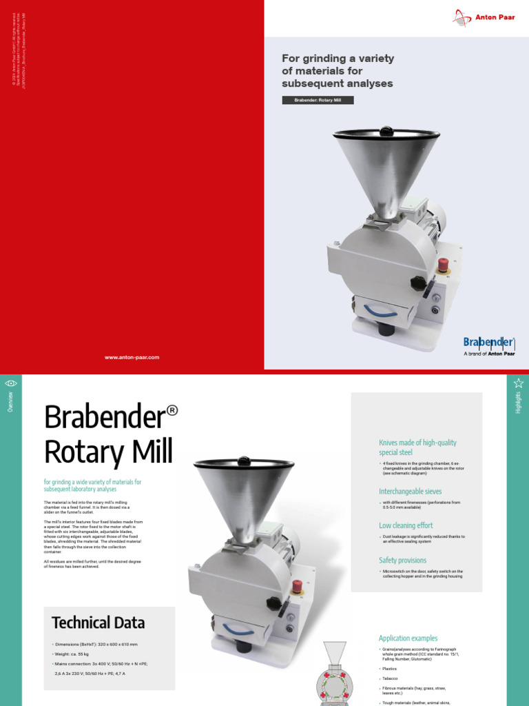 J10IP004EN-A Brochure Brabender Rotary Mill Screen | PDF | Tools
