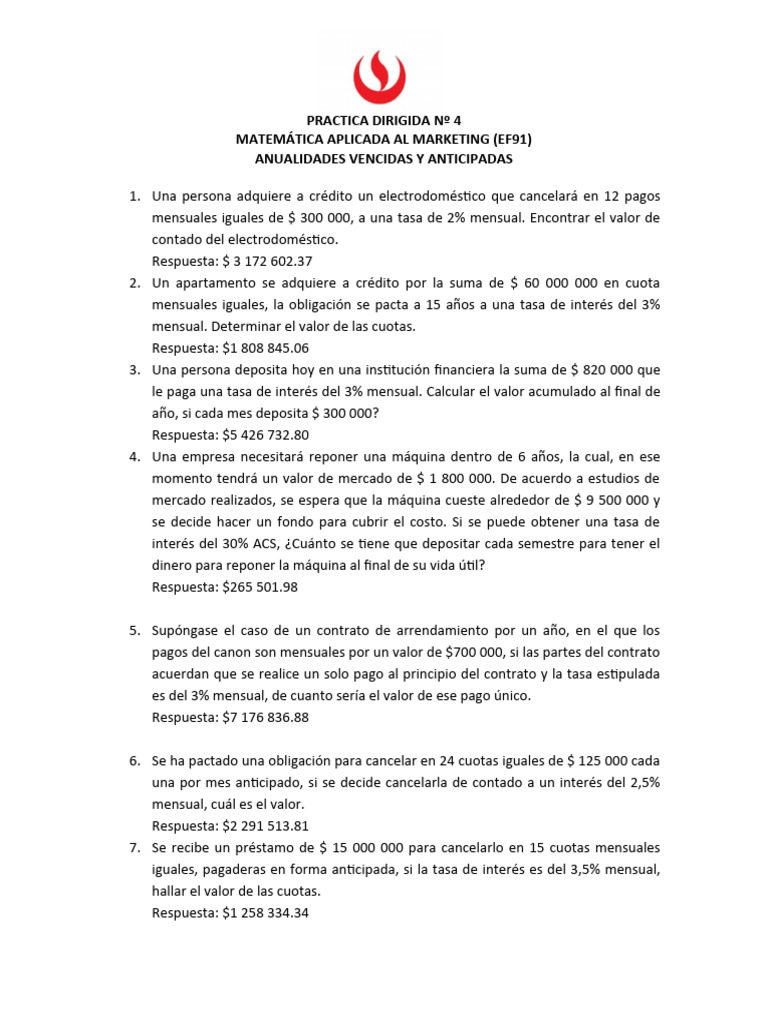 PD4 Efectivas-Anualidades | PDF | Interés | Tasas de interés