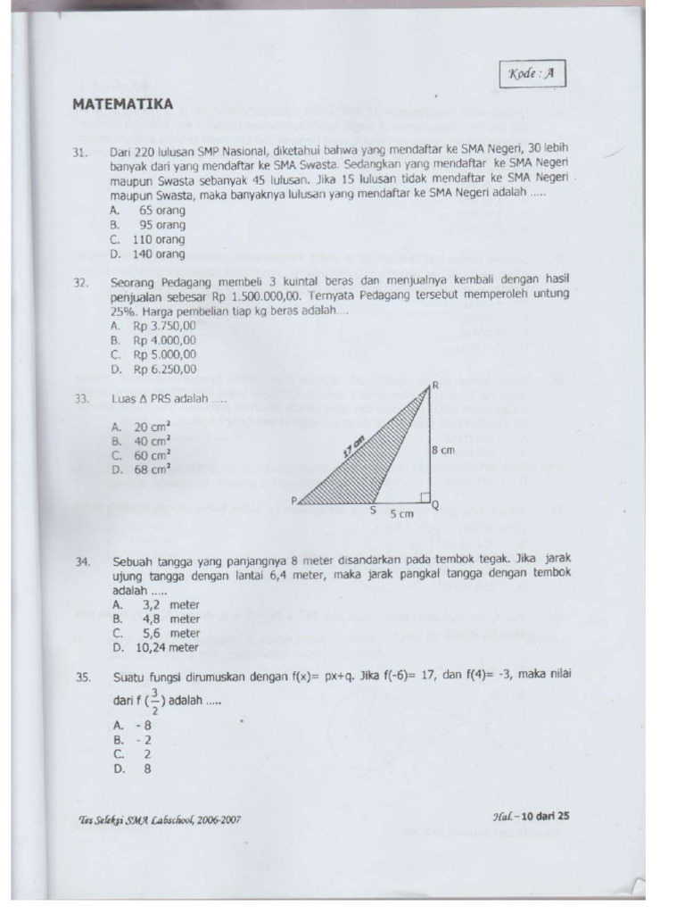 Latihan Soal MTK Kelas 9 Us | PDF