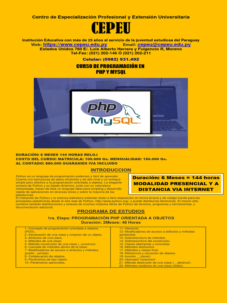 Informativo de Programación en El Lenguaje PHP y Mysql | PDF | Php | Mi sql