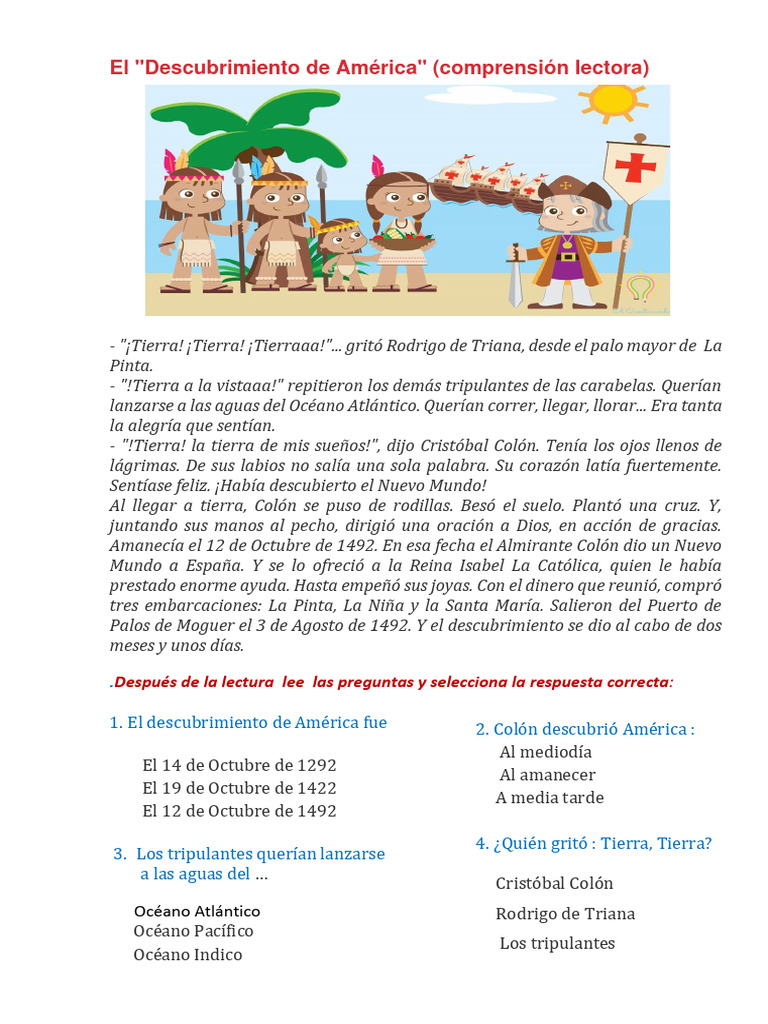 El Descubrimiento de America | Descargar gratis PDF | Cristobal colon