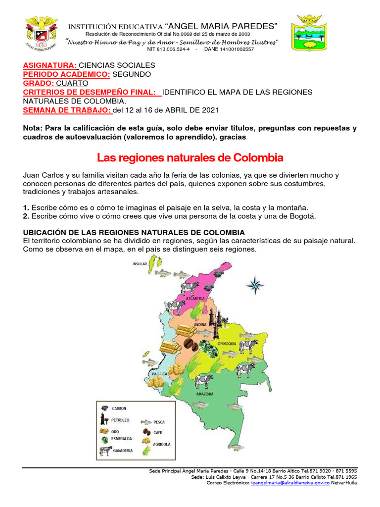 Regiones Naturales de Colombia para Niños | PDF | Colombia | Andes