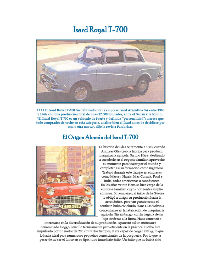 Isard Royal T700 Historia y Datos | PDF | Vehículos | Tecnología de ...