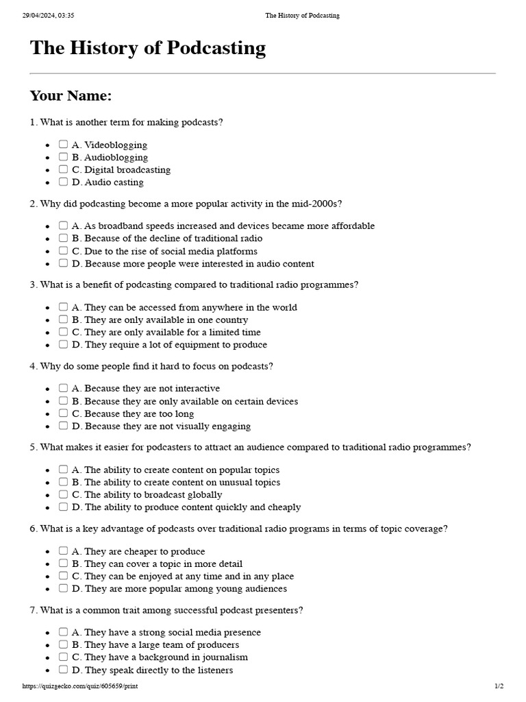 History & Benefits of Podcasting | PDF