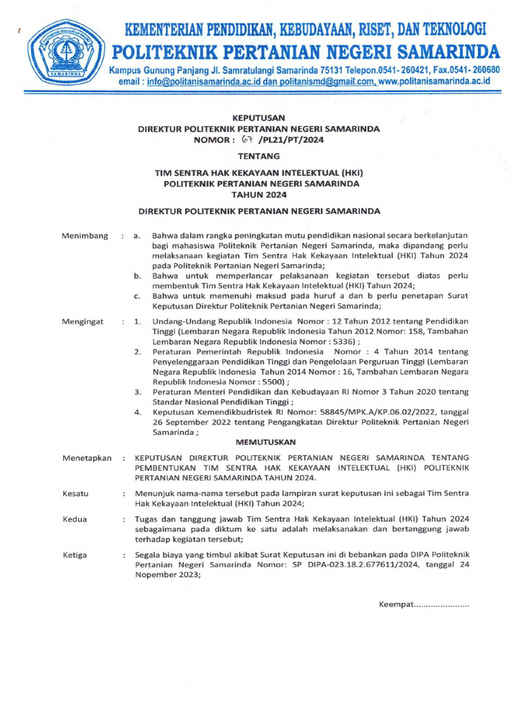 SK - 067 - Tim Sentra Hki 2024 | PDF