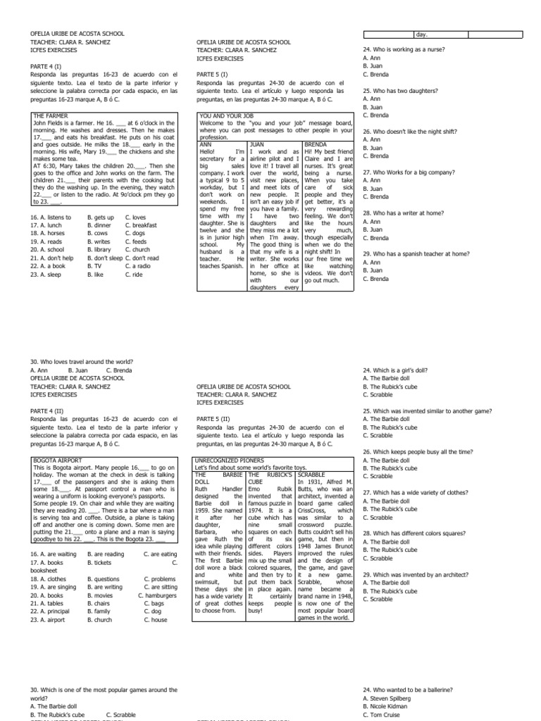Icfes Material Fun Activities Games Reading Comprehension Exercis - 43666 | PDF