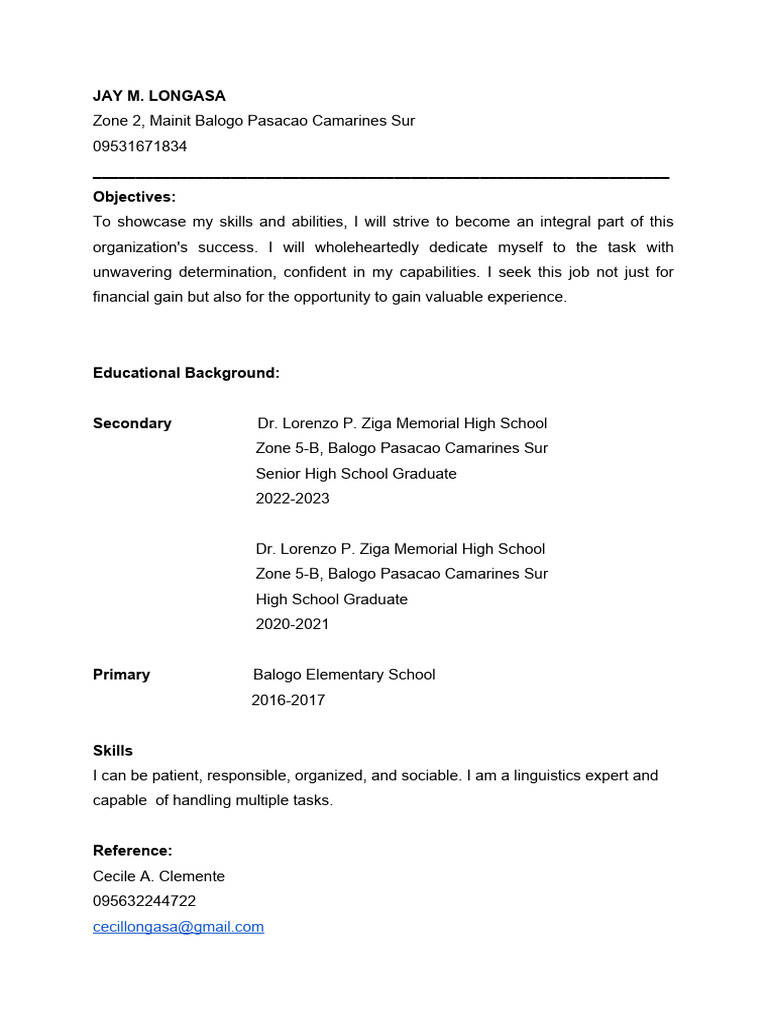 Resume Longasa | PDF