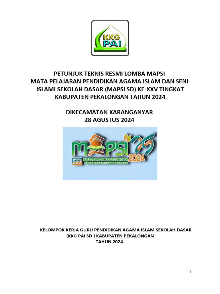 Juknis Resmi Mapsi Kabupaten Pekalongan 2024 | PDF