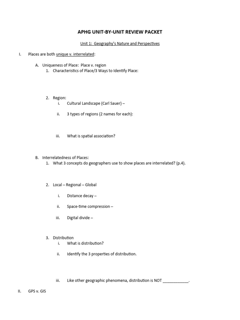 Aphg Review - Unitbyunitkeyideas | PDF | Map | Geographic Data And ...