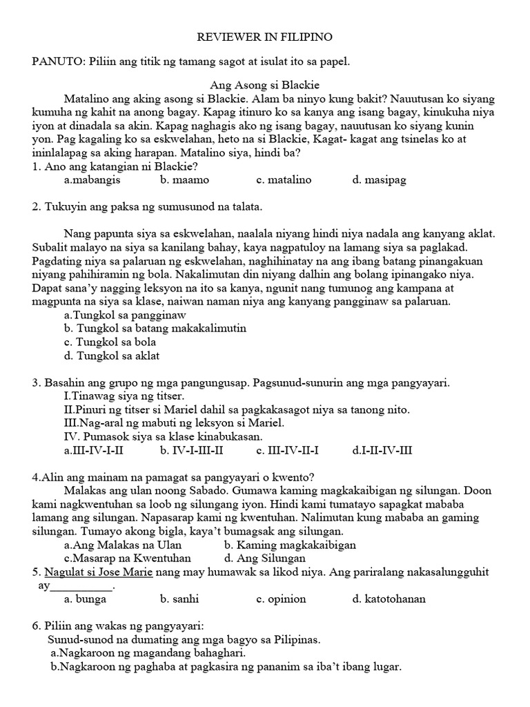 Ellna Filipino Reviewer 2 | PDF