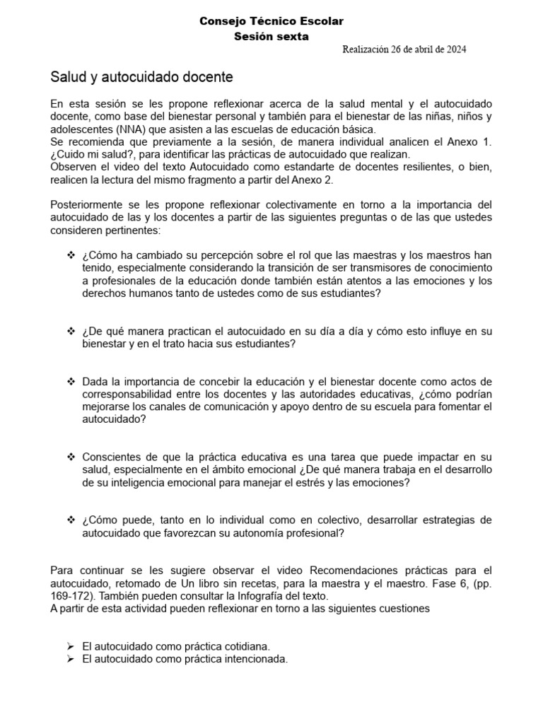 Salud y Autocuidado Docente | PDF | Las emociones | Maestros Salud y Autocuidado Docente | PDF | Las emociones | Maestros