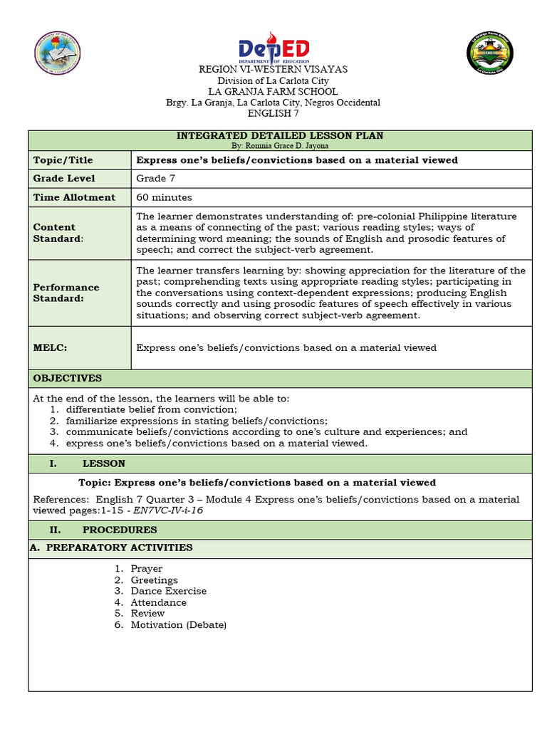 LGFS 3rd COT DLP | PDF | Learning | Image