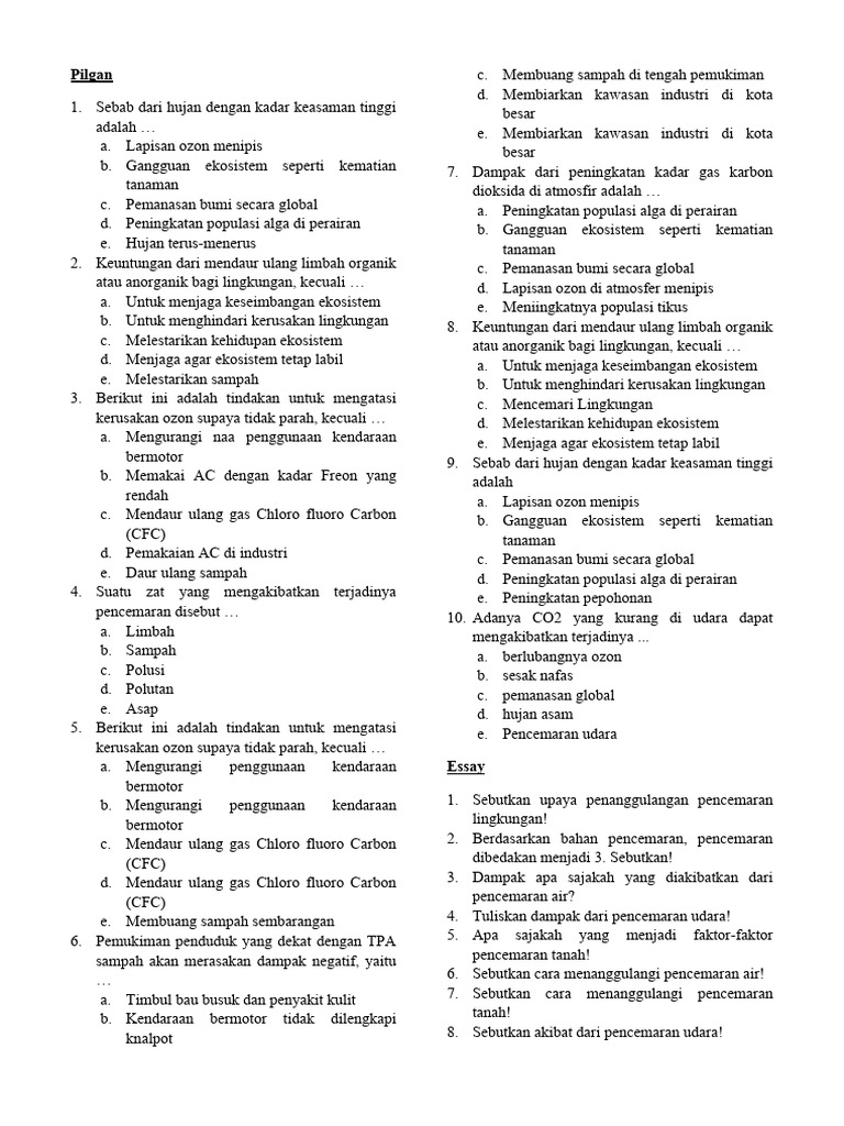 Pemanasan Global Soal Kelas 10 | PDF