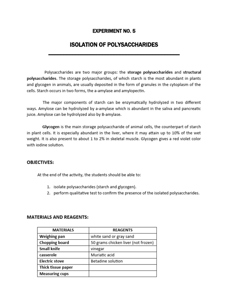 Experiment No 5 Isolation of Polysaccharide | PDF | Polysaccharide | Starch